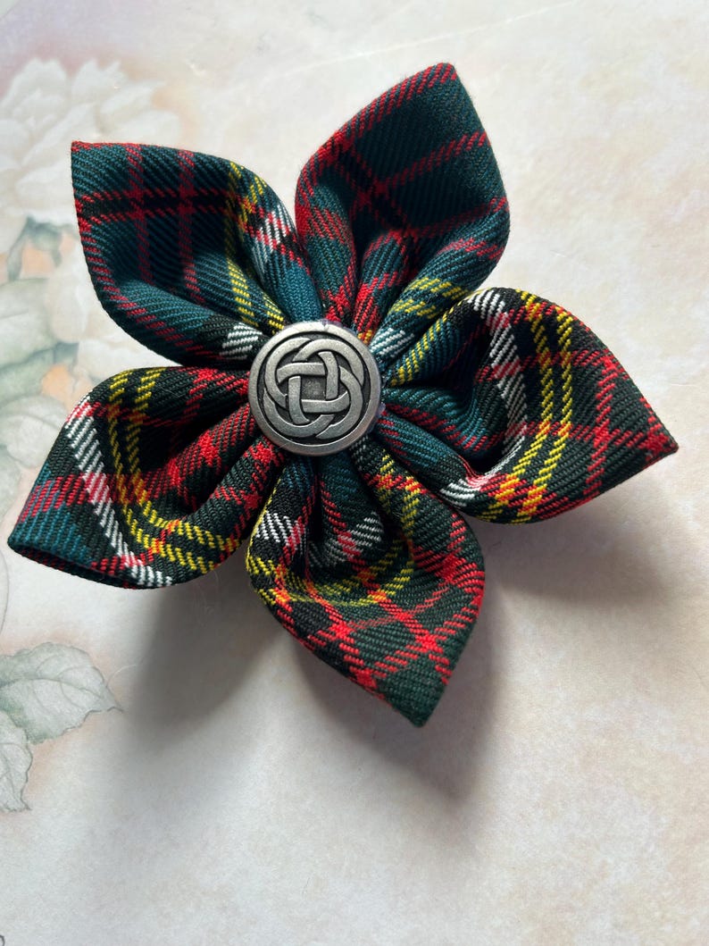 Hand Made Anderson Tartan 3D Flower Rosette Brooch - Etsy