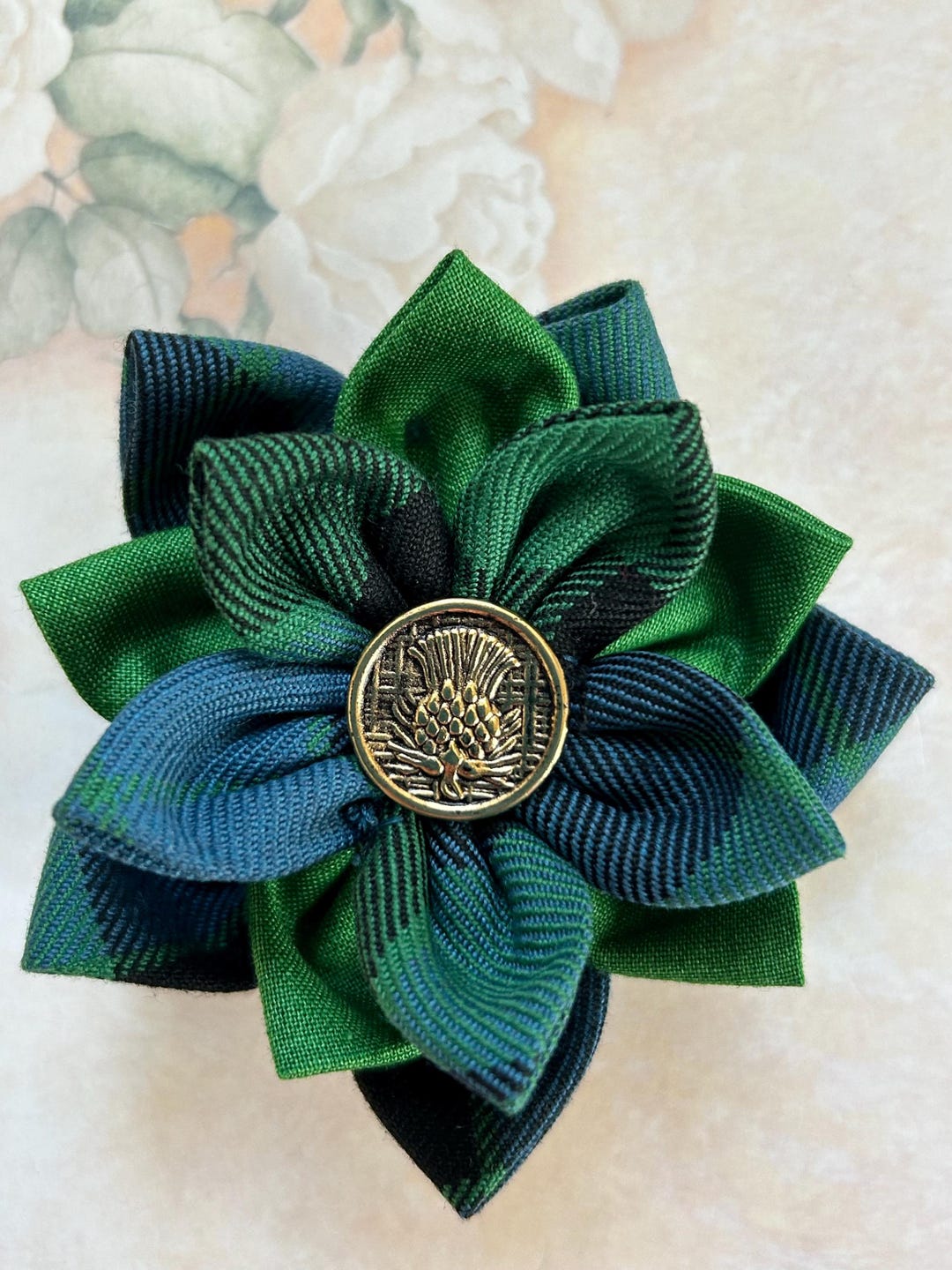 Hand Made Mackay Tartan 3D Flower Rosette Brooch - Etsy