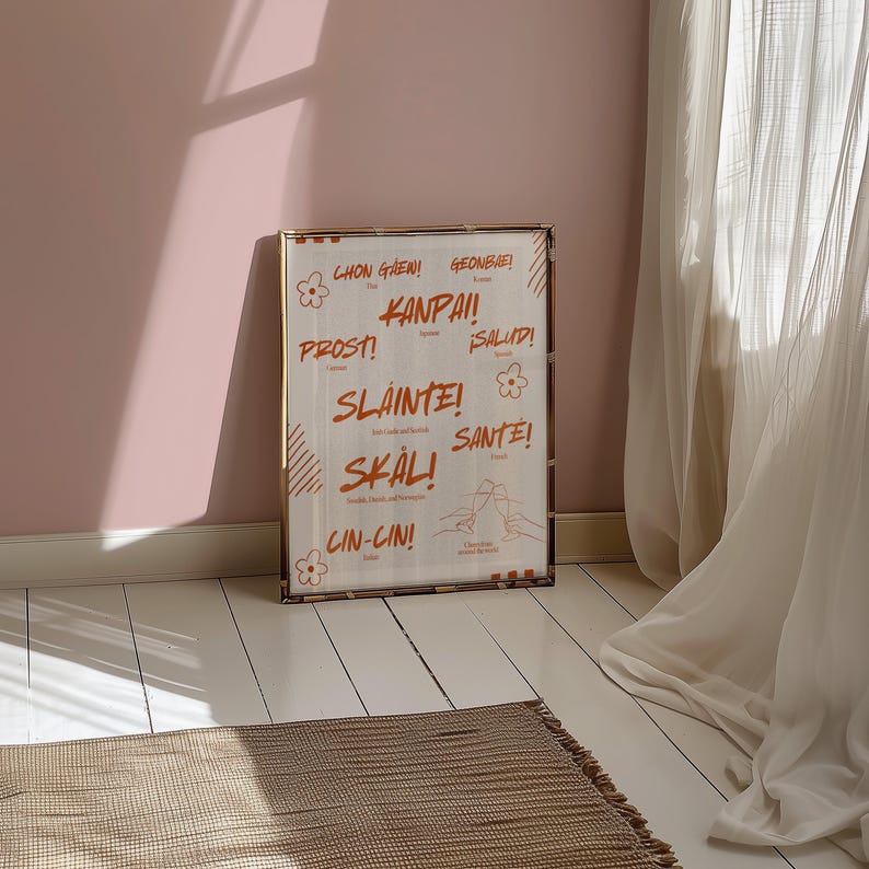 Vintage Global Cheers Wall Art Instant Download Printable Retro Bar ...