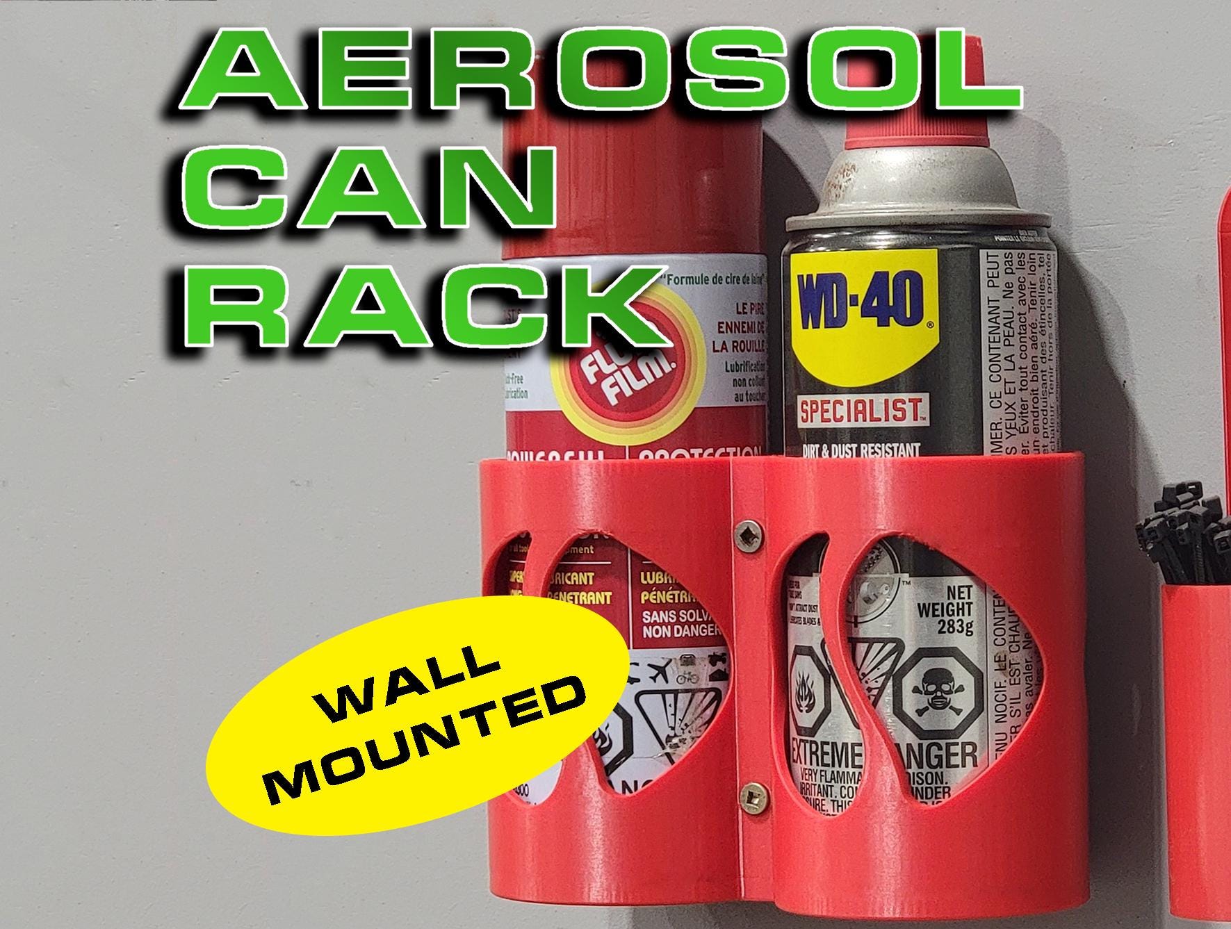 Aerosol Spray Can Holder - Wall Mount for Garage, Workshop and Craft ...