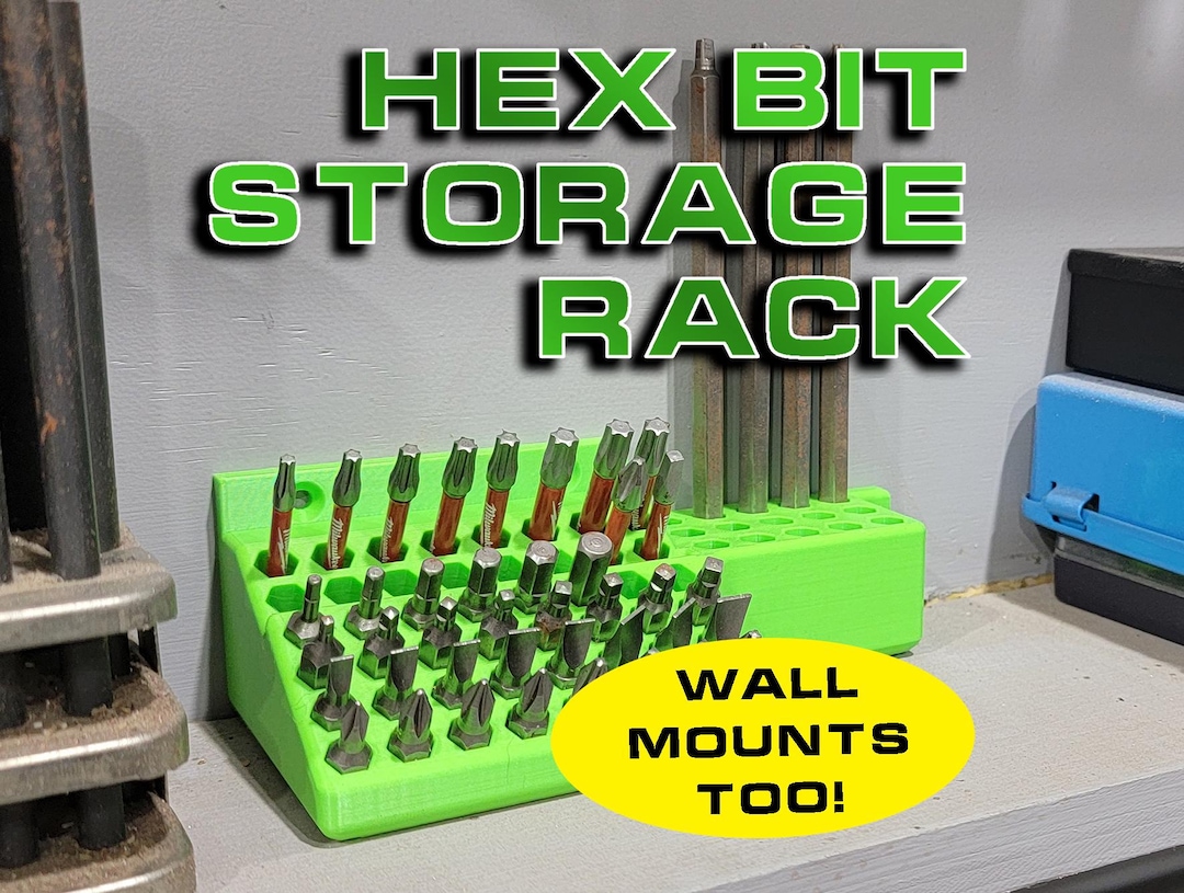 Screwdriver Hex Bit Storage - Wall Mountable - Holds 60+ Bits! Organize ...