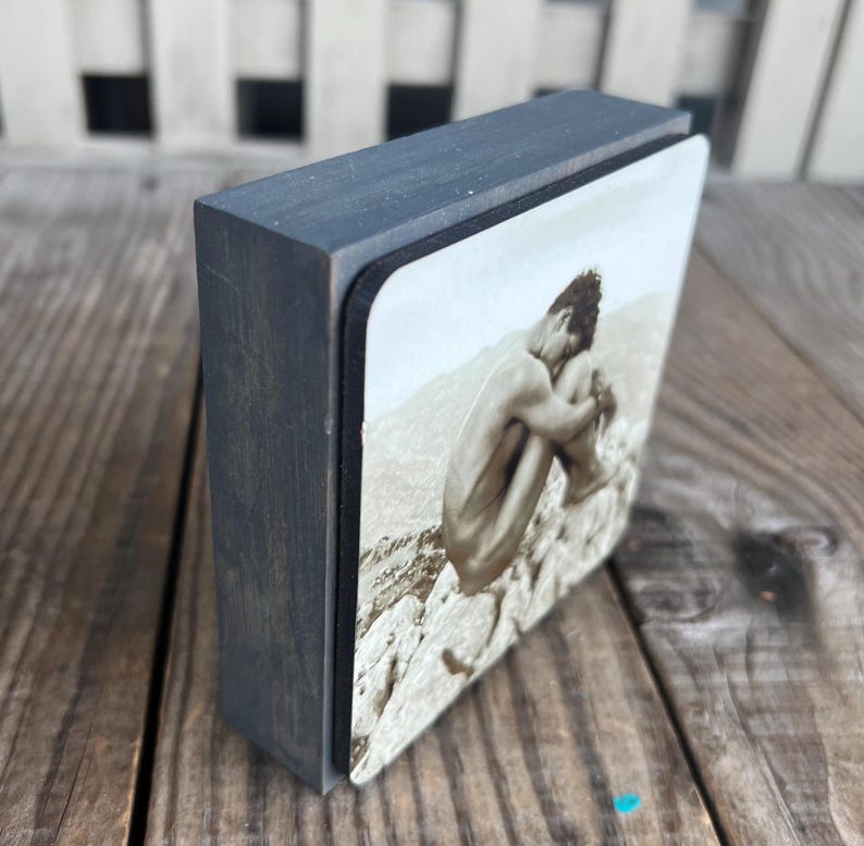 Male Merman Art on Small Wood Canvas, Bathroom Art, Ocean Theme Decor ...