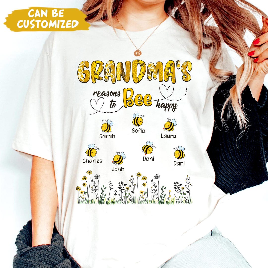 Personalized Grandma Bee Shirt, Custom Grandma With Grandkid Bee ...