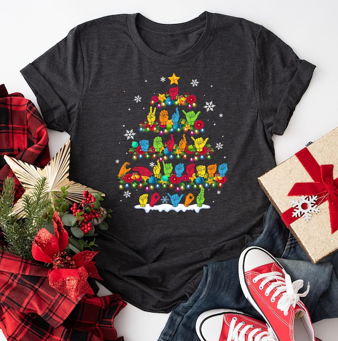 Funny ASL Tree Sign Language Christmas Shirt, Sign Language Christmas ...
