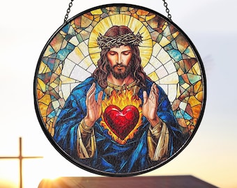 Jesus Christ Stained Glass Download | Sacred Heart Church Window ...