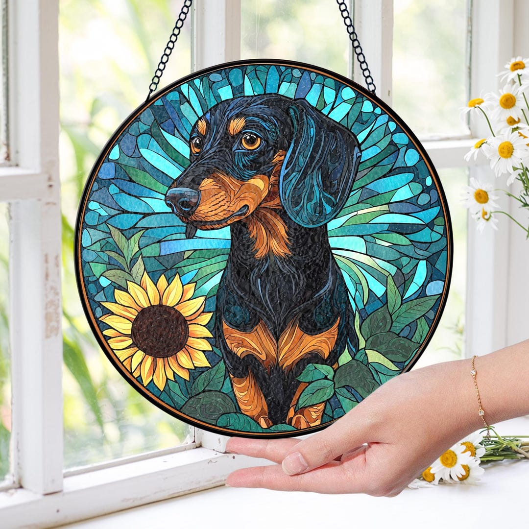 Dachshund Stained Glass Suncatcher: Weiner Dog Window Hanging - Etsy