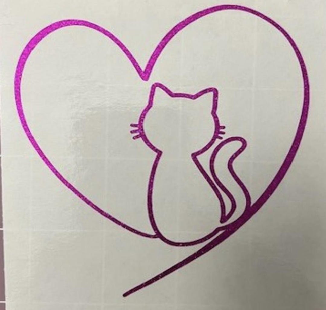Cute Cat Heart Car Window Decal Vinyl Sticker Gift for Pet Lovers ...
