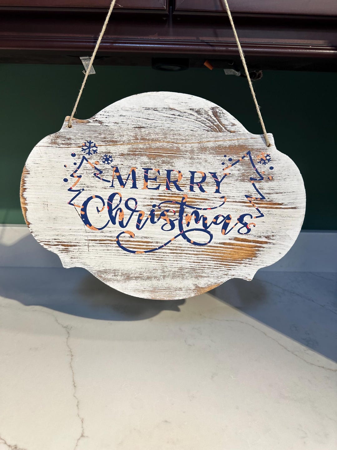 Vintage Wooden Merry Christmas Hanging Sign for Door Decor - Rustic ...