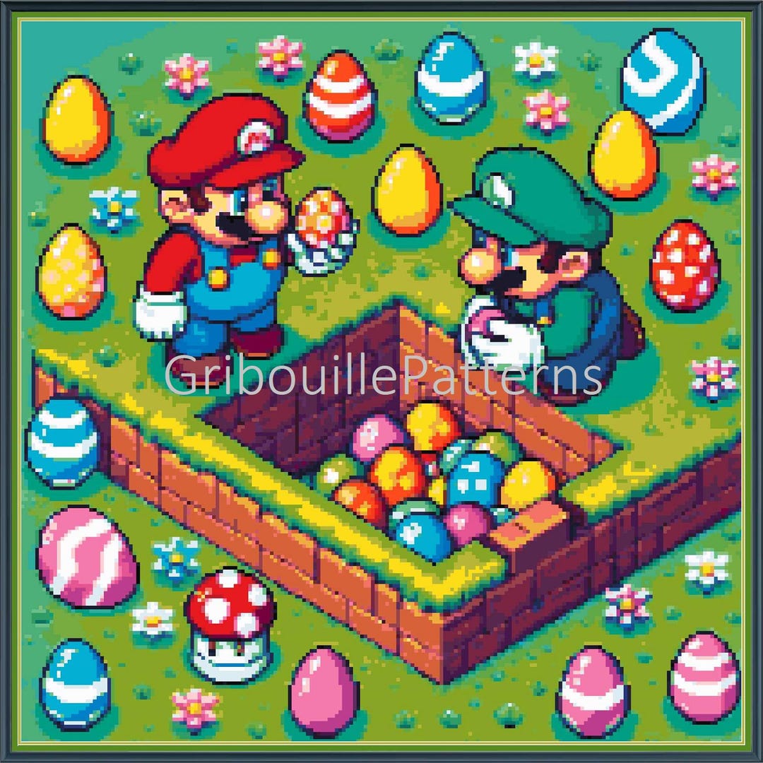 Mario and Luigi's Harvest, Cross Stitch Pattern, Easter, Video Game ...