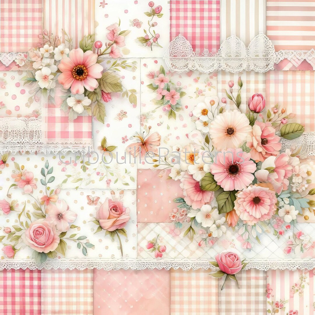 Pink Calico Papers 1, Shabby, Cross Stitch, PDF, Pattern Keeper and ...