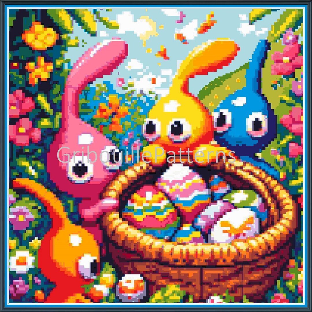 Pikmin Discover Easter, Cross Stitch Pattern, Easter, Video Game ...