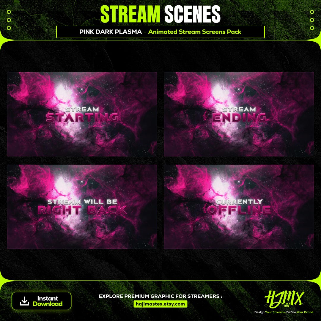 Galaxy Pink Dark Plasma Animated Screen Scenes - Starting,brb,ending ...