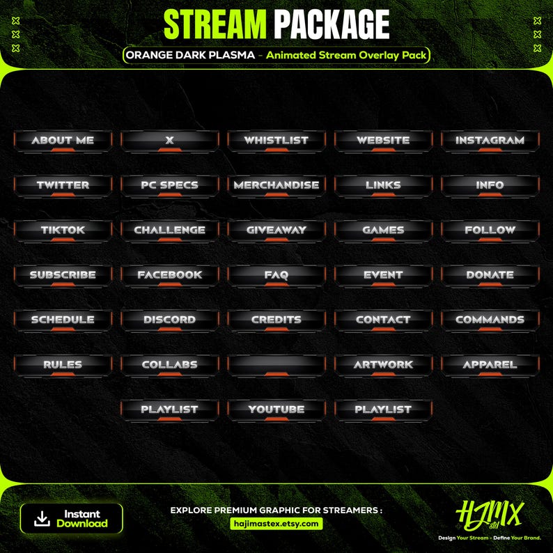 Galaxy Orange Dark Plasma Animated Stream Package - Overlay, Alerts ...