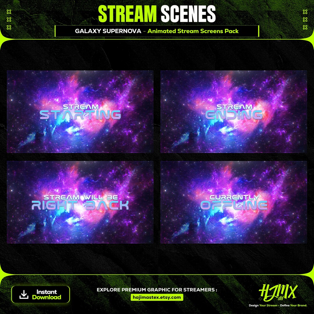 4x Galaxy Supernova Animated Screen Scenes Começando, BRB, Terminando ...