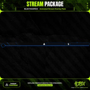Electric Blue Stream Overlay Package, Animated Twitch Kick Youtube ...