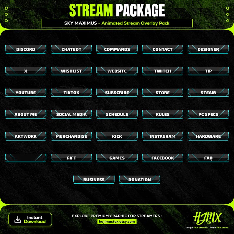 Sky Maximus Animated Stream Overlay Package: Twitch, Kick, Youtube ...