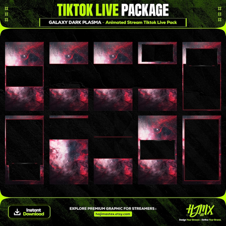 Animated Red Galaxy Stream Overlay Bundle: Twitch, Youtube, Kick ...