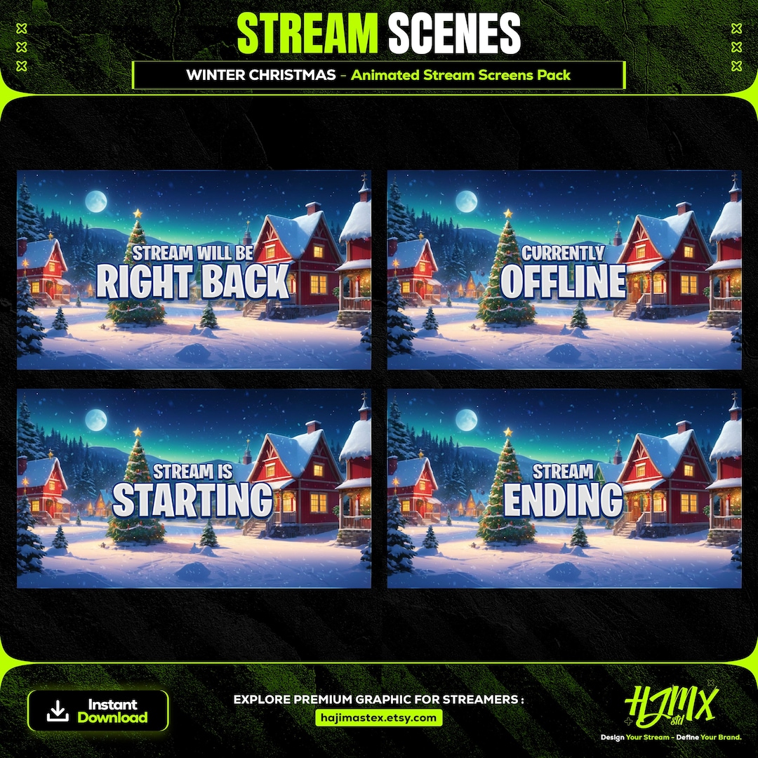 Winter Christmas Animated Screen Scenes - Starting,brb,ending,offline ...