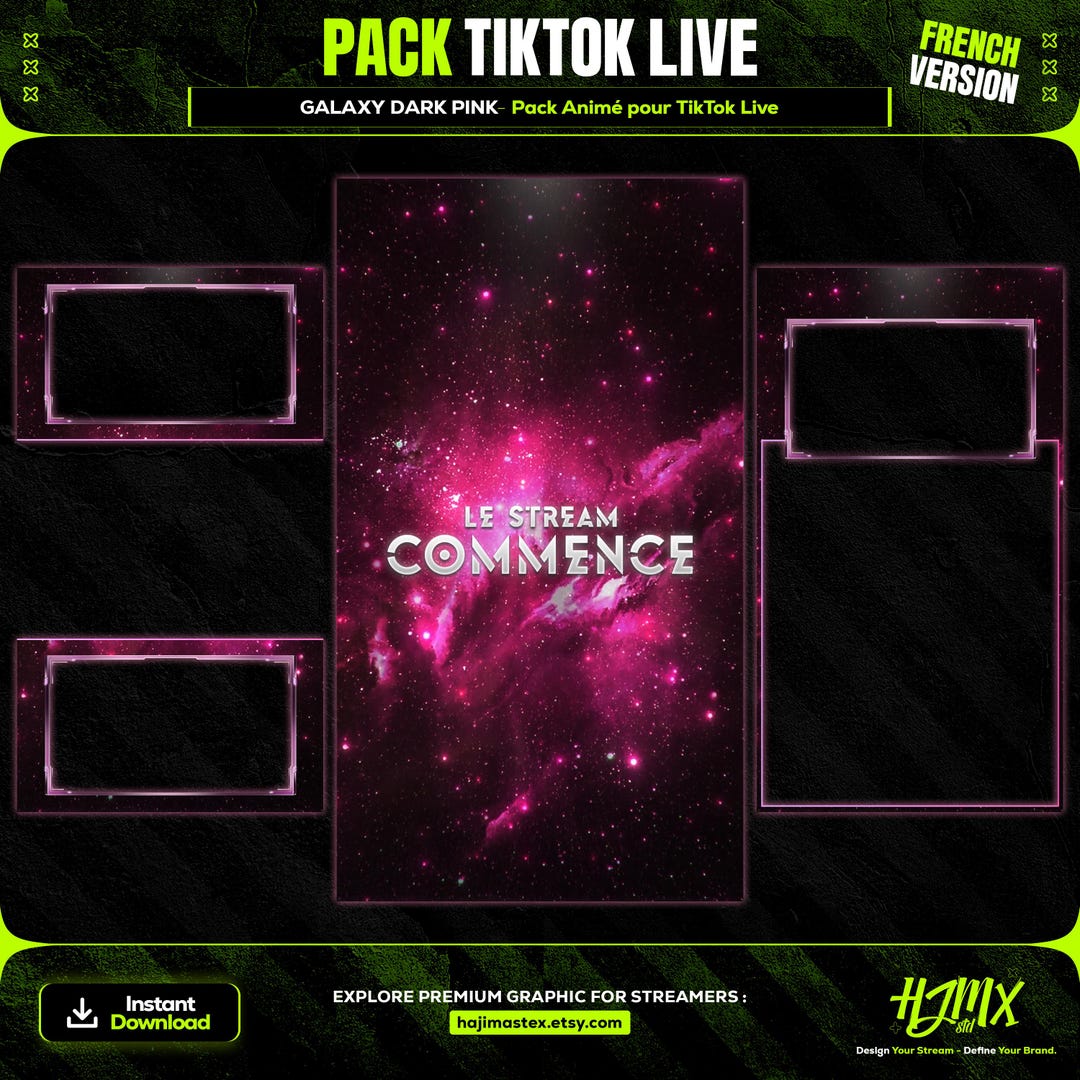 Galaxy Dark Pink Animated Tiktok Live Streaming Package French ...