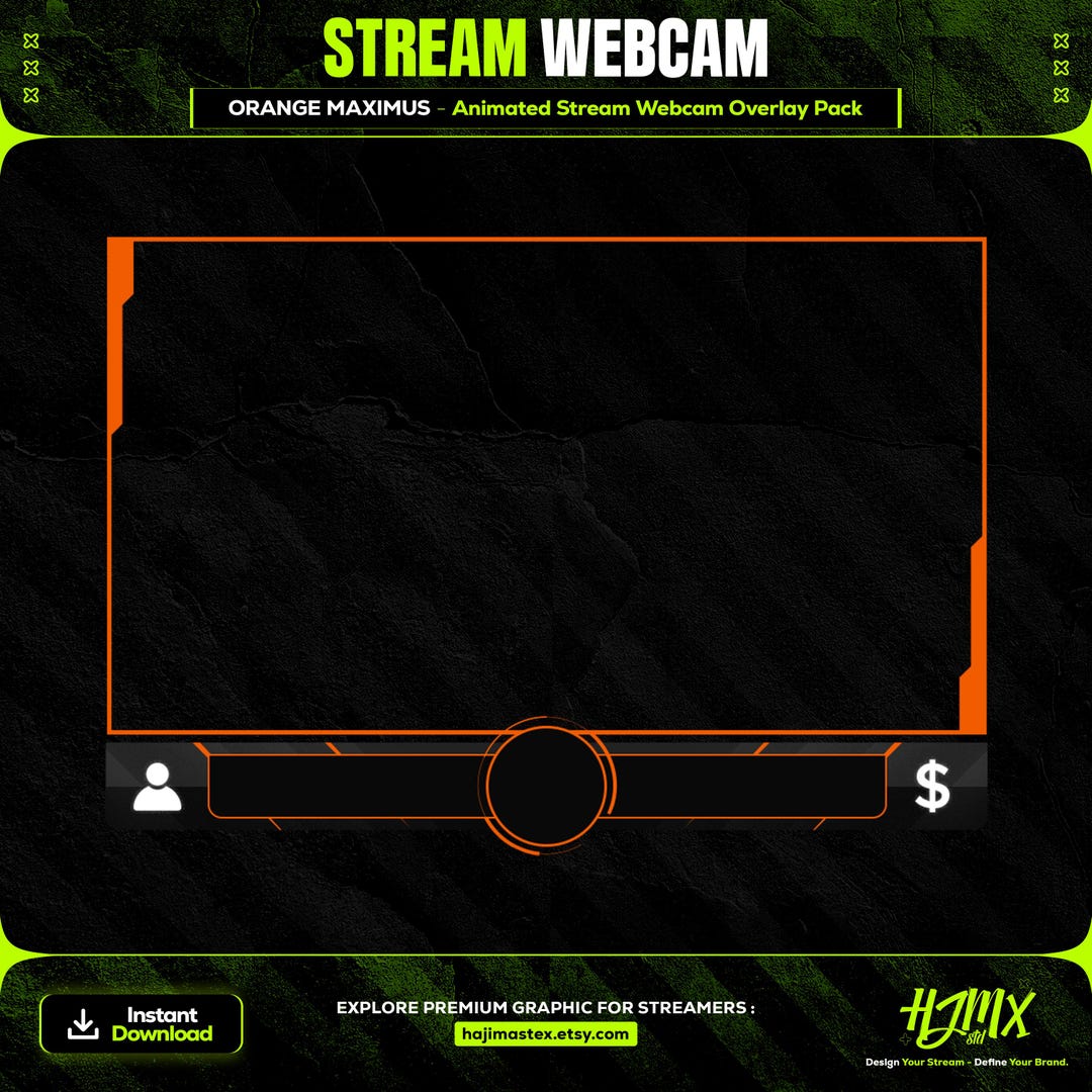 Animated Stream Webcam Overlay Pack - 3x Orange Maximus for Twitch ...