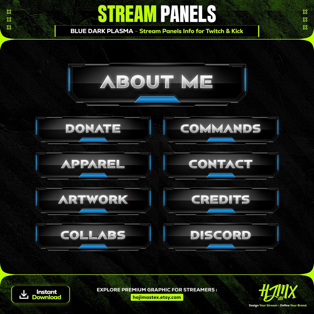 35x Galaxy Blue Dark Plasma Stream Panels Bundle for Twitch & Kick ...