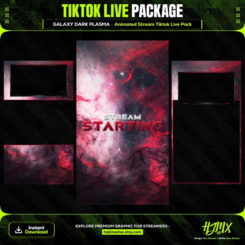 Animated Red Galaxy Stream Overlay Bundle: Twitch, Youtube, Kick ...