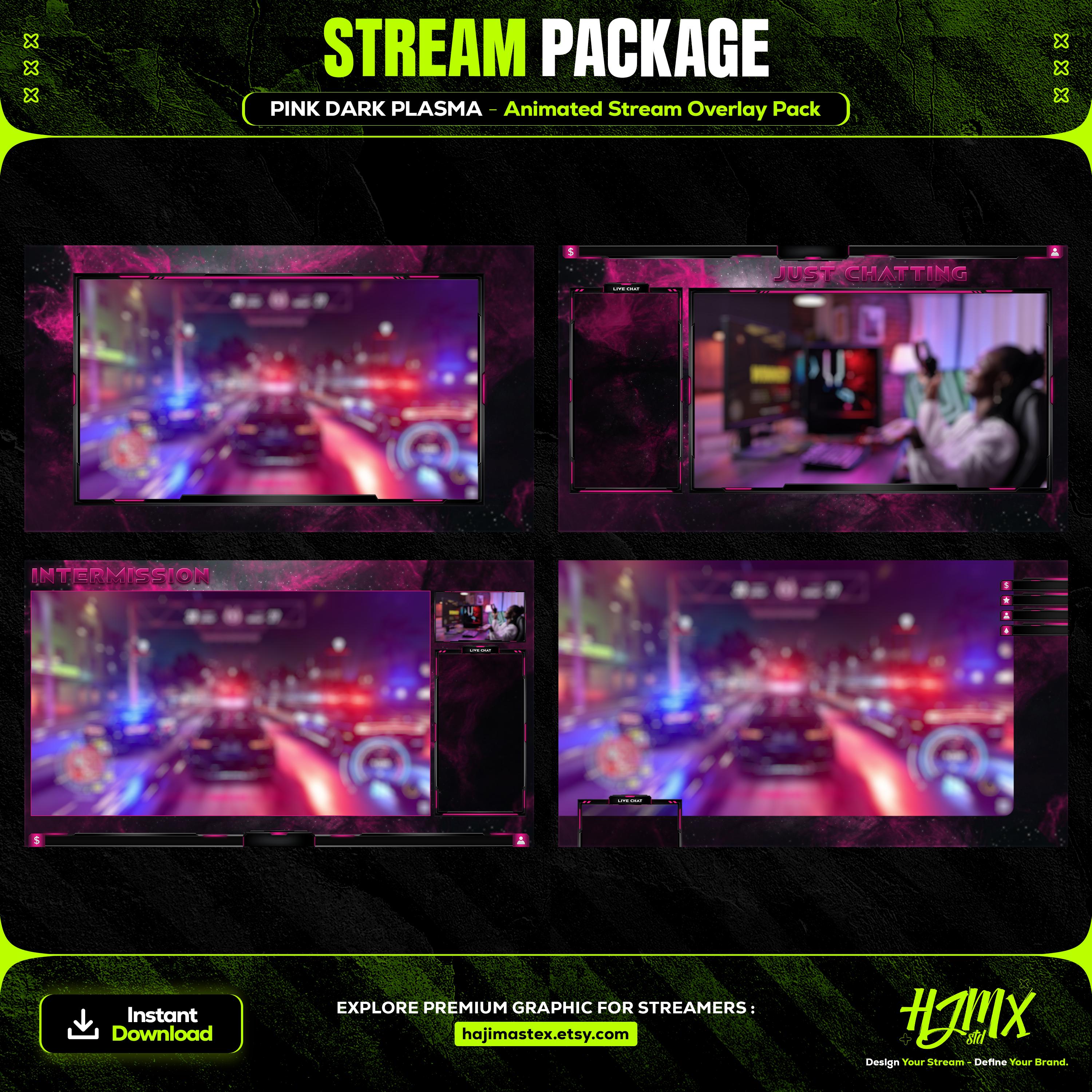 Galaxy Pink Dark Plasma Animated Stream Package - Overlay, Alerts ...