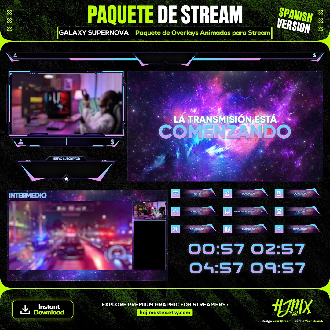 Paquete De Transmisión Animado Galaxy Supernova Overlay, Alertas ...