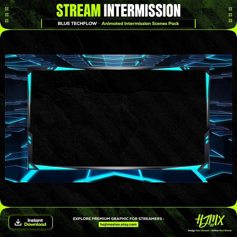 4x Blue Techflow Animated Intermission Scenes for Twitch, Kick ...