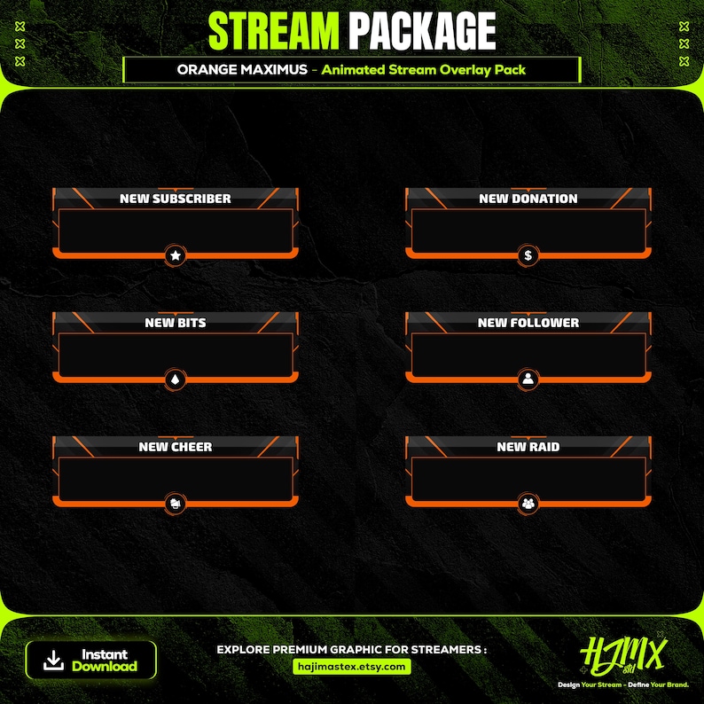 Orange Animated Twitch Stream Overlay Package (digital Download) - Etsy