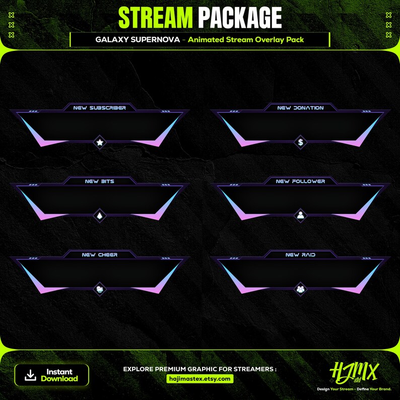 Animated Galaxy Stream Overlay Package: Twitch, Youtube, Kick (digital ...