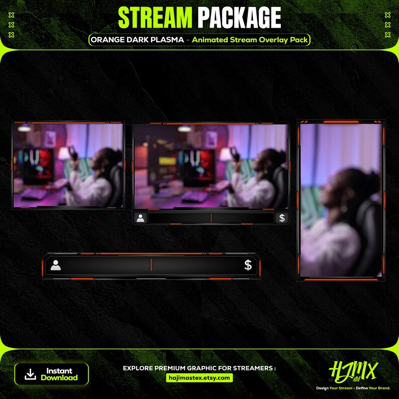 Galaxy Orange Dark Plasma Animated Stream Package - Overlay, Alerts ...