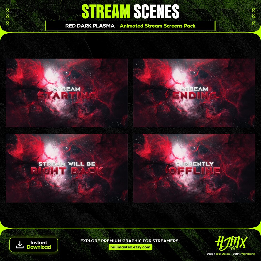 Galaxy Red Dark Plasma Animated Screen Scenes - Starting,brb,ending ...