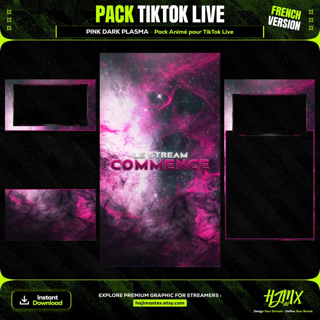 Galaxy Pink Dark Plasma Animated Tiktok Live Streaming Package French ...
