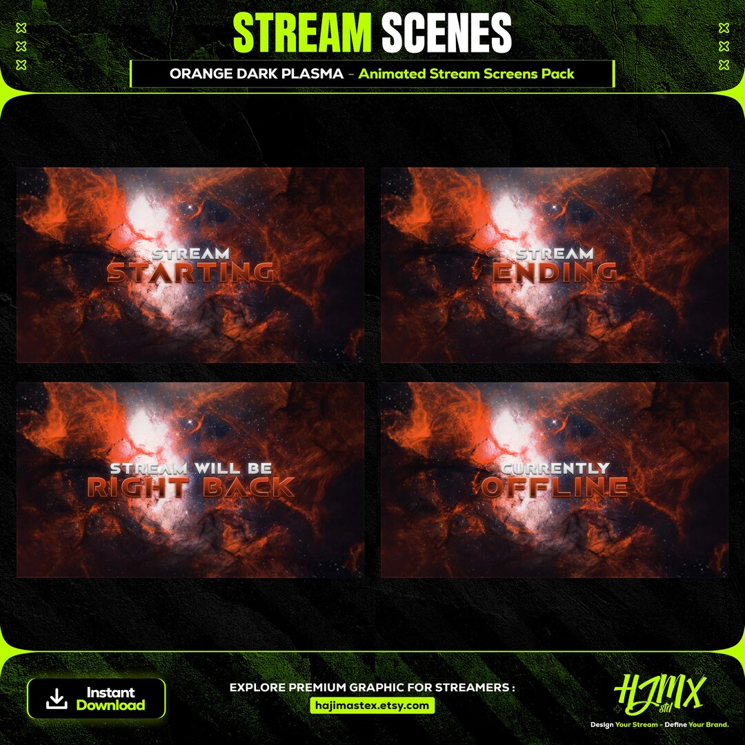Galaxy Orange Dark Plasma Animated Screen Scenes - Starting,brb,ending ...