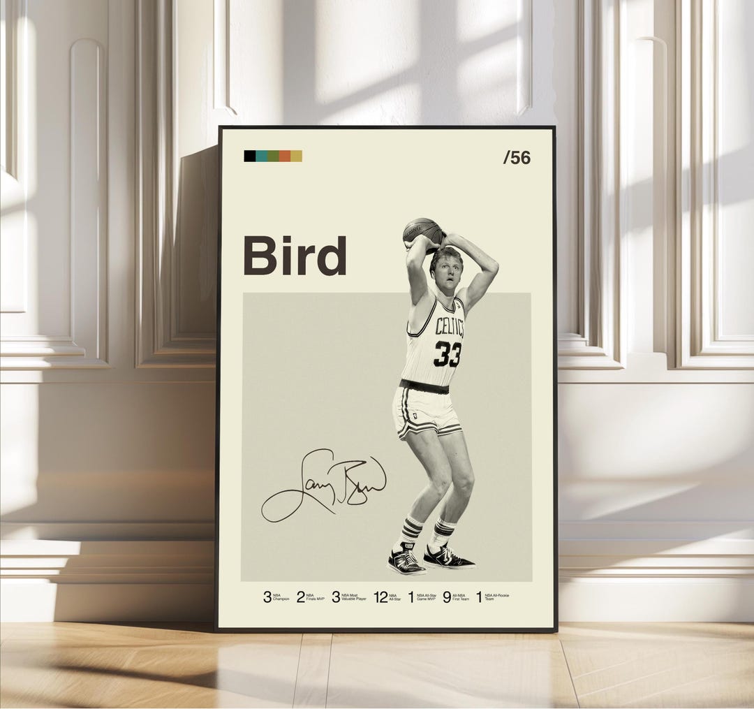 Larry Bird Poster, Boston Celtics Print, NBA Poster, Signed Poster, Mid ...
