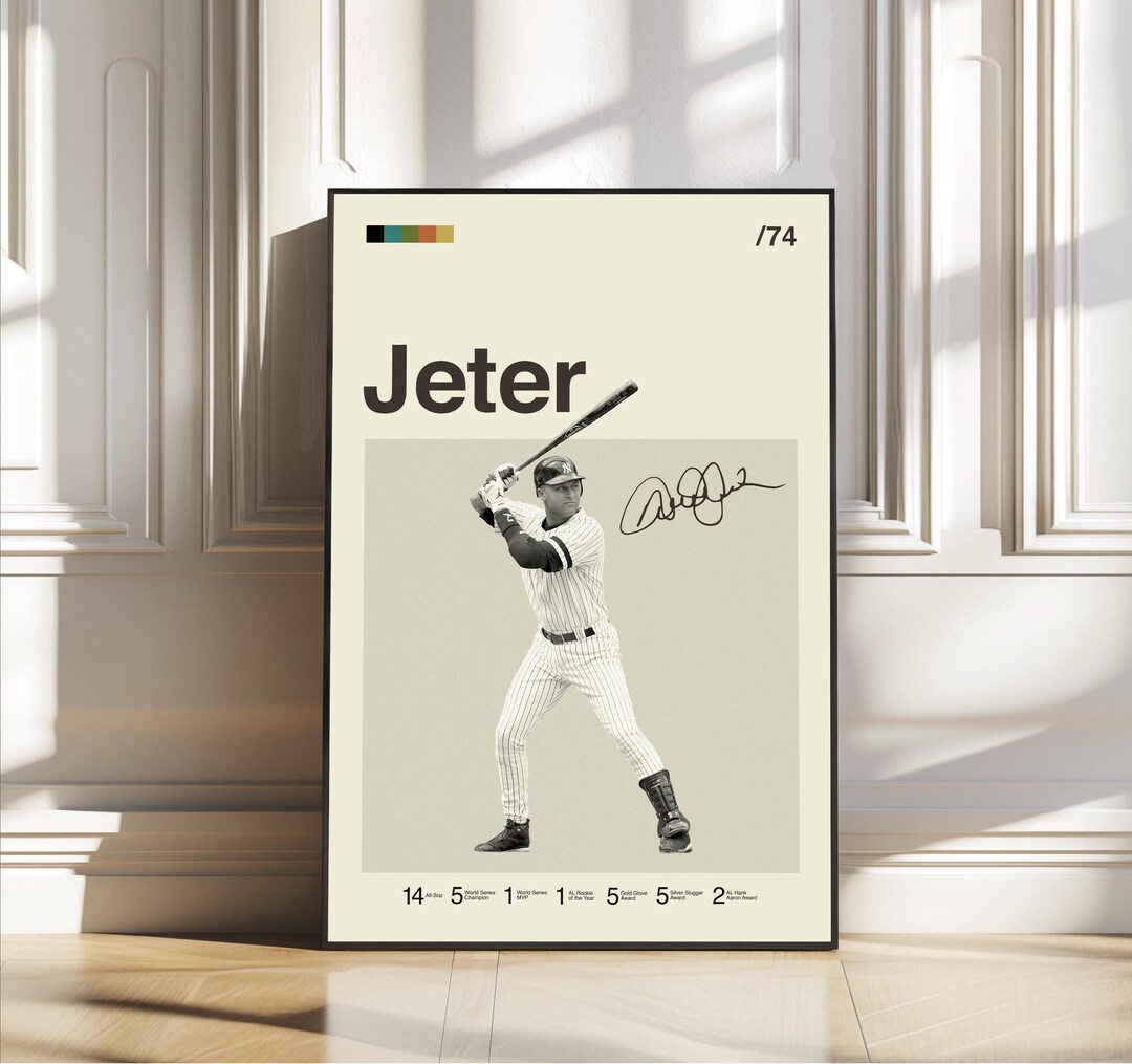 Derek Jeter Poster, New York Yankees Poster, Baseball Poster, Mid ...