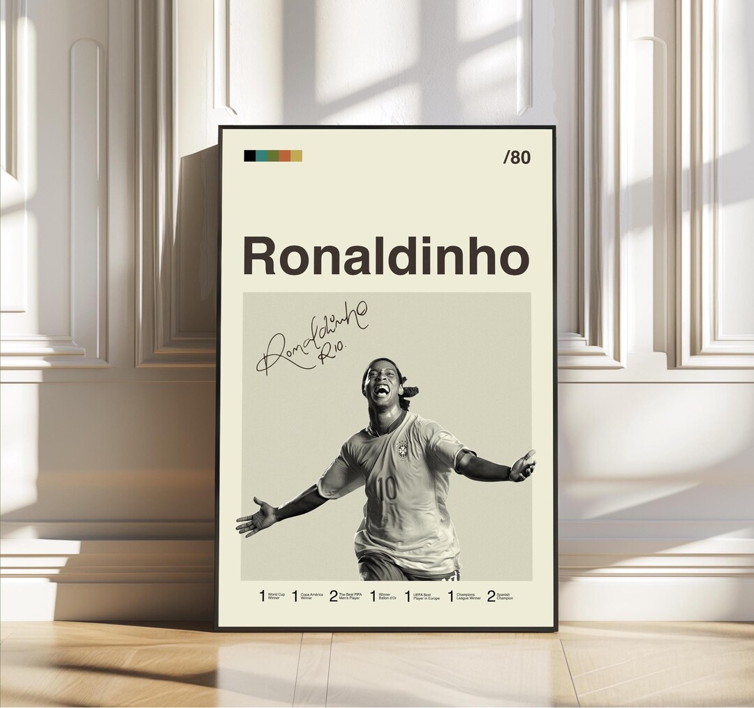 Ronaldinho Poster, Brazil Football Poster, Signed Poster, Soccer Poster ...
