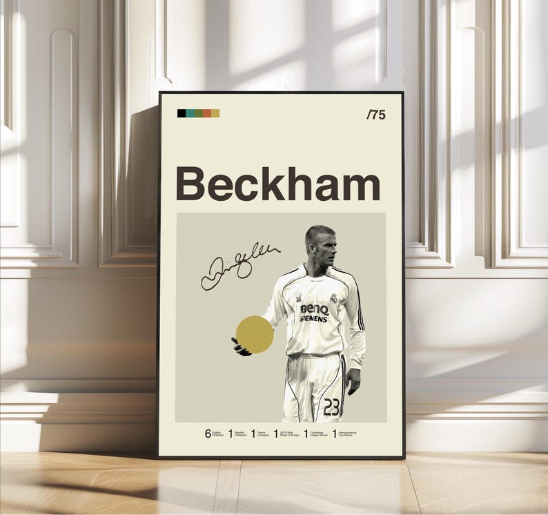 David Beckham Poster, England Footballer Print, Signed Poster, Mid ...