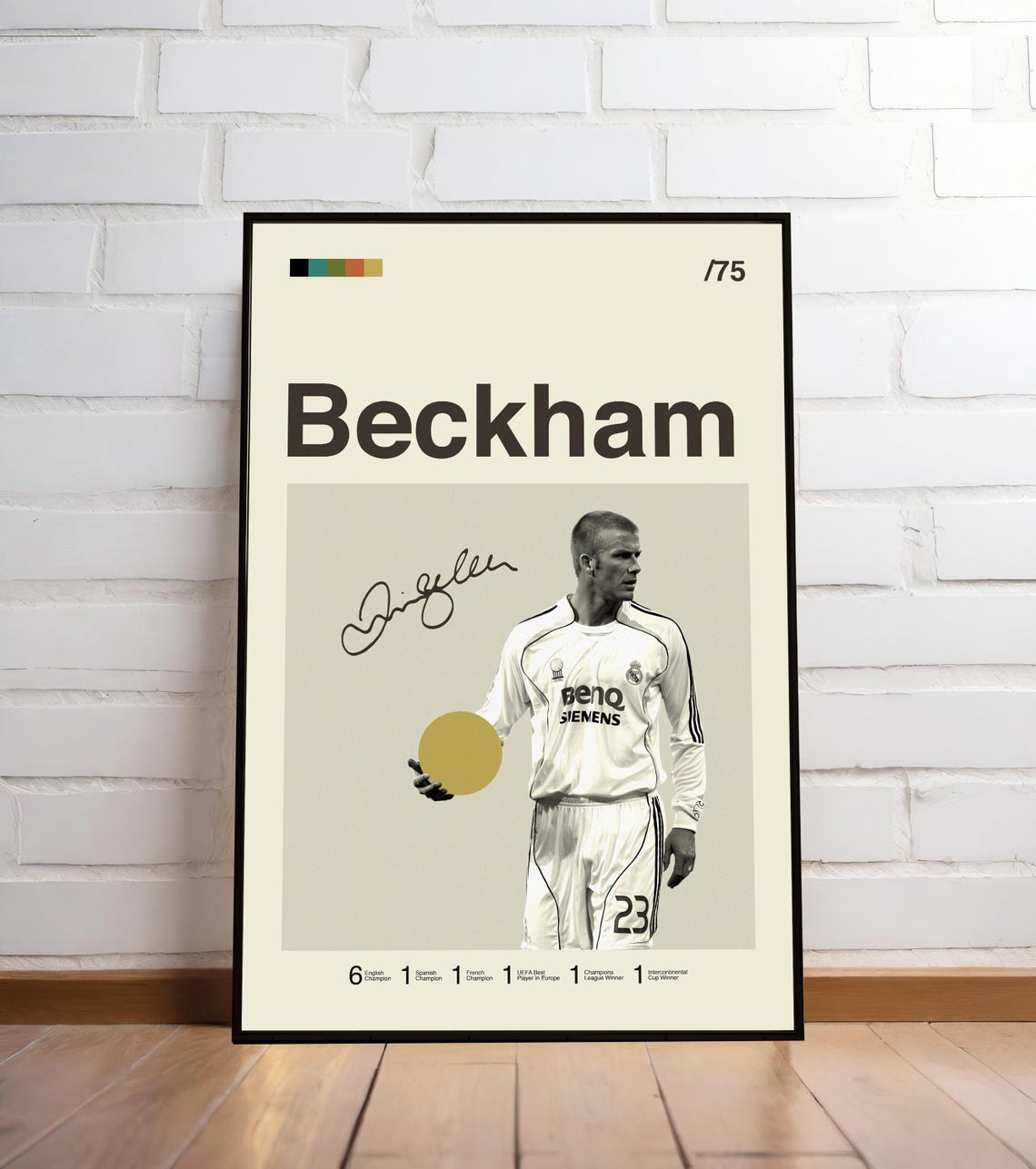 David Beckham Poster, England Footballer Print, Signed Poster, Mid ...