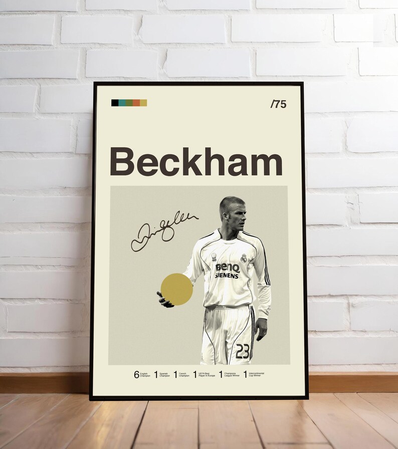 David Beckham Poster, England Footballer Print, Signed Poster, Mid ...