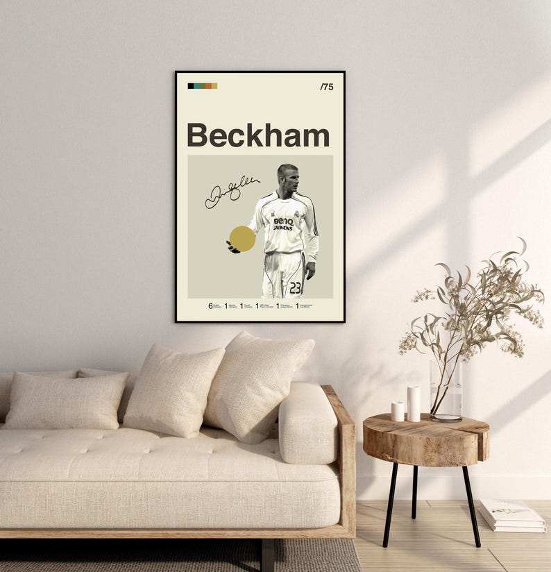 David Beckham Poster, England Footballer Print, Signed Poster, Mid ...