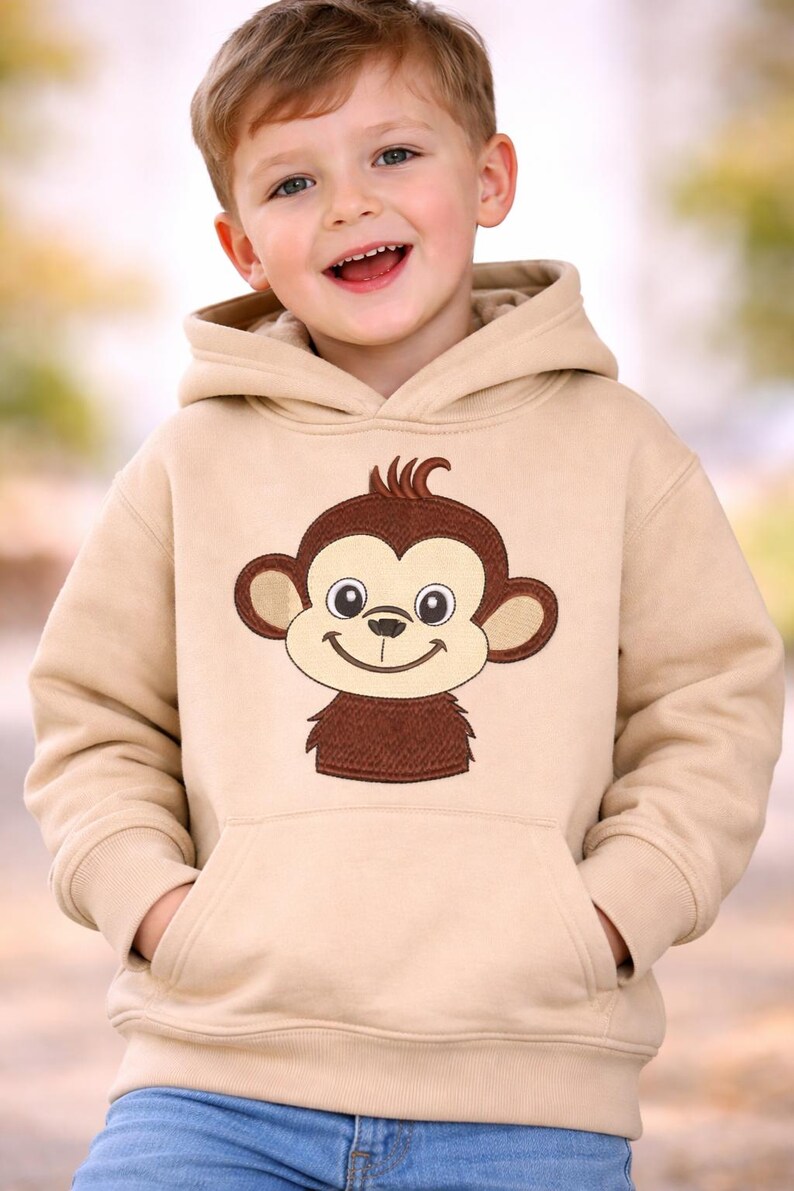 Cartoon Monkey Face Embroidery Design | Kids Animal Embroidery File ...