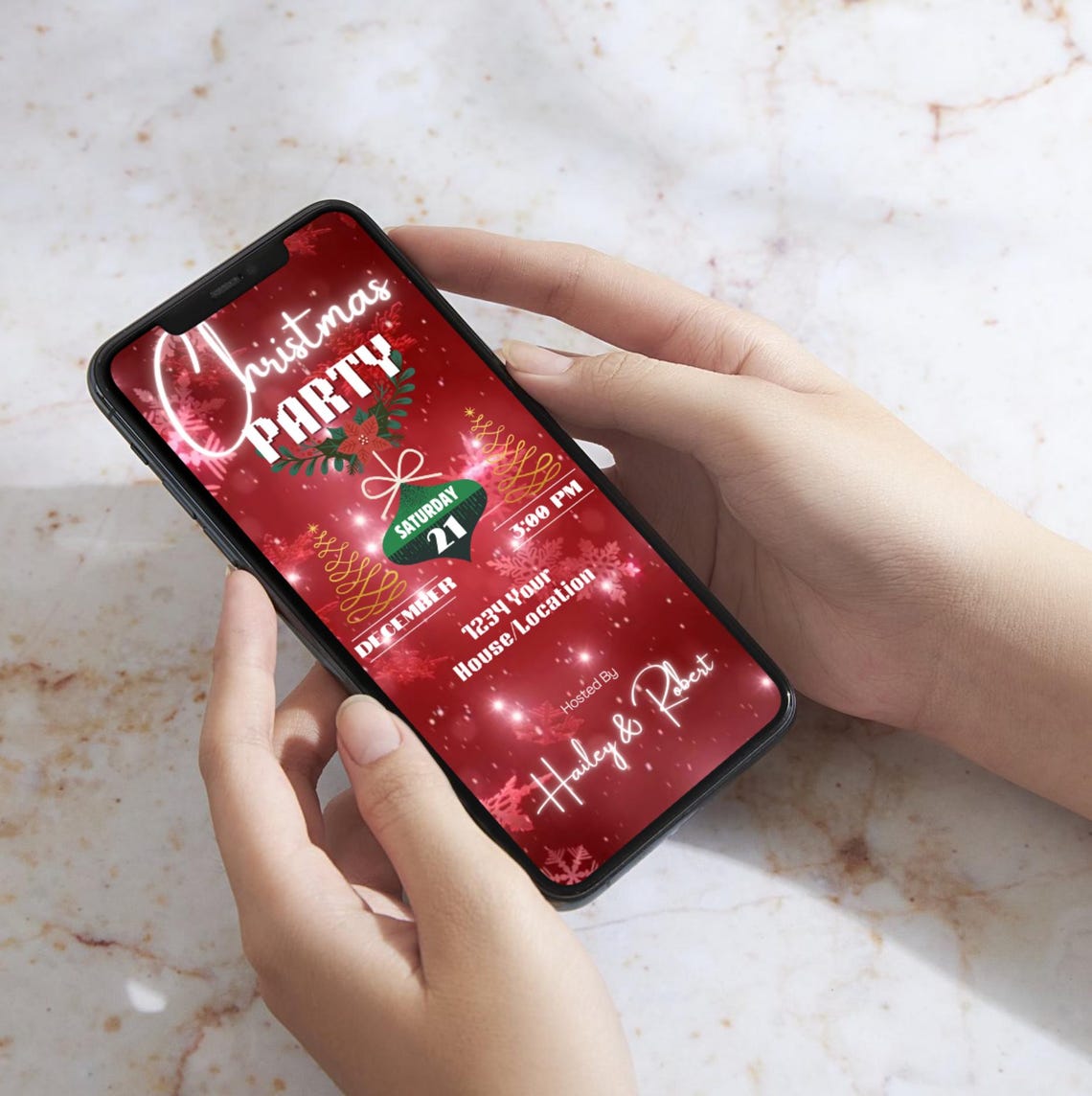 Christmas Party Digital Video Invitation Template Design Self-editable ...