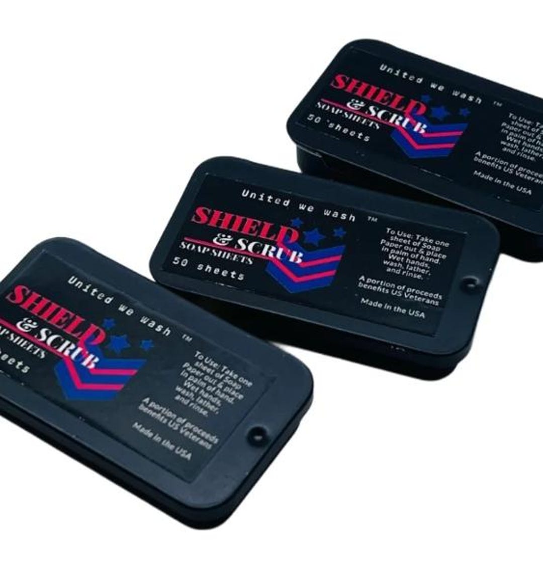 Shield & Scrub Soap Sheets Travel Pack 50 Sheets Biodegradable Organic ...