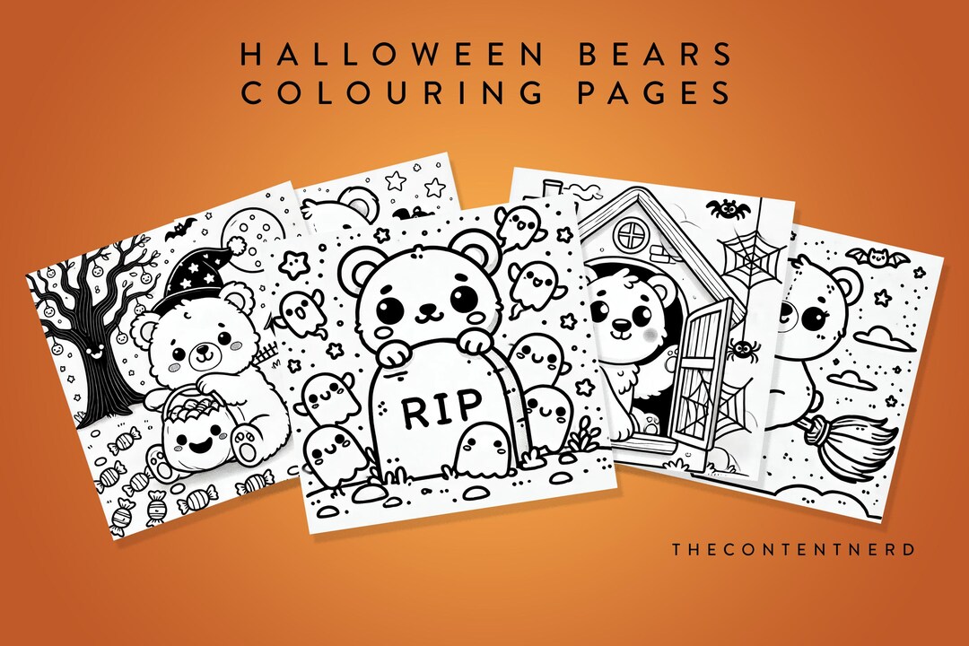 Halloween Bears Colouring Sheets - 10 Printable Pages - Etsy
