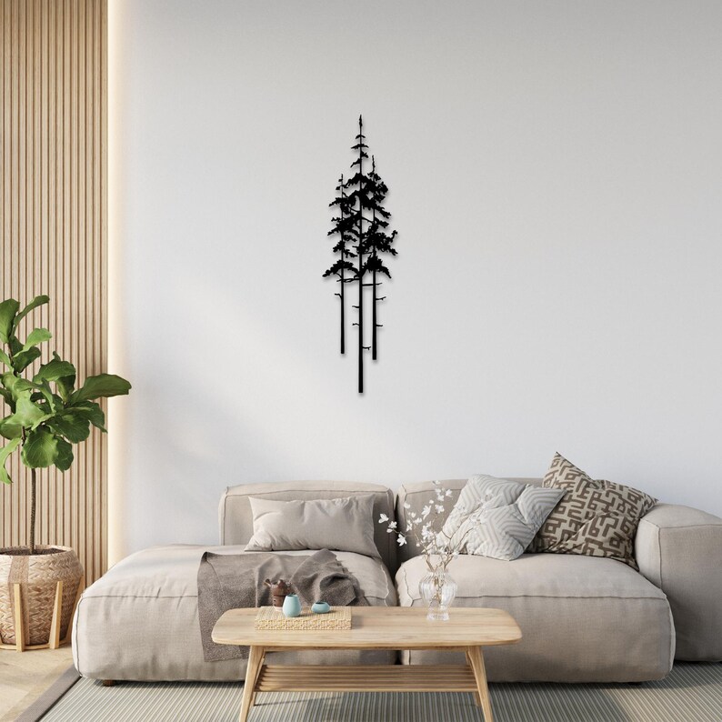 Wispy Pine Tree Metal Wall Art Cedar Tree Metal Art Decor Metal Wall ...