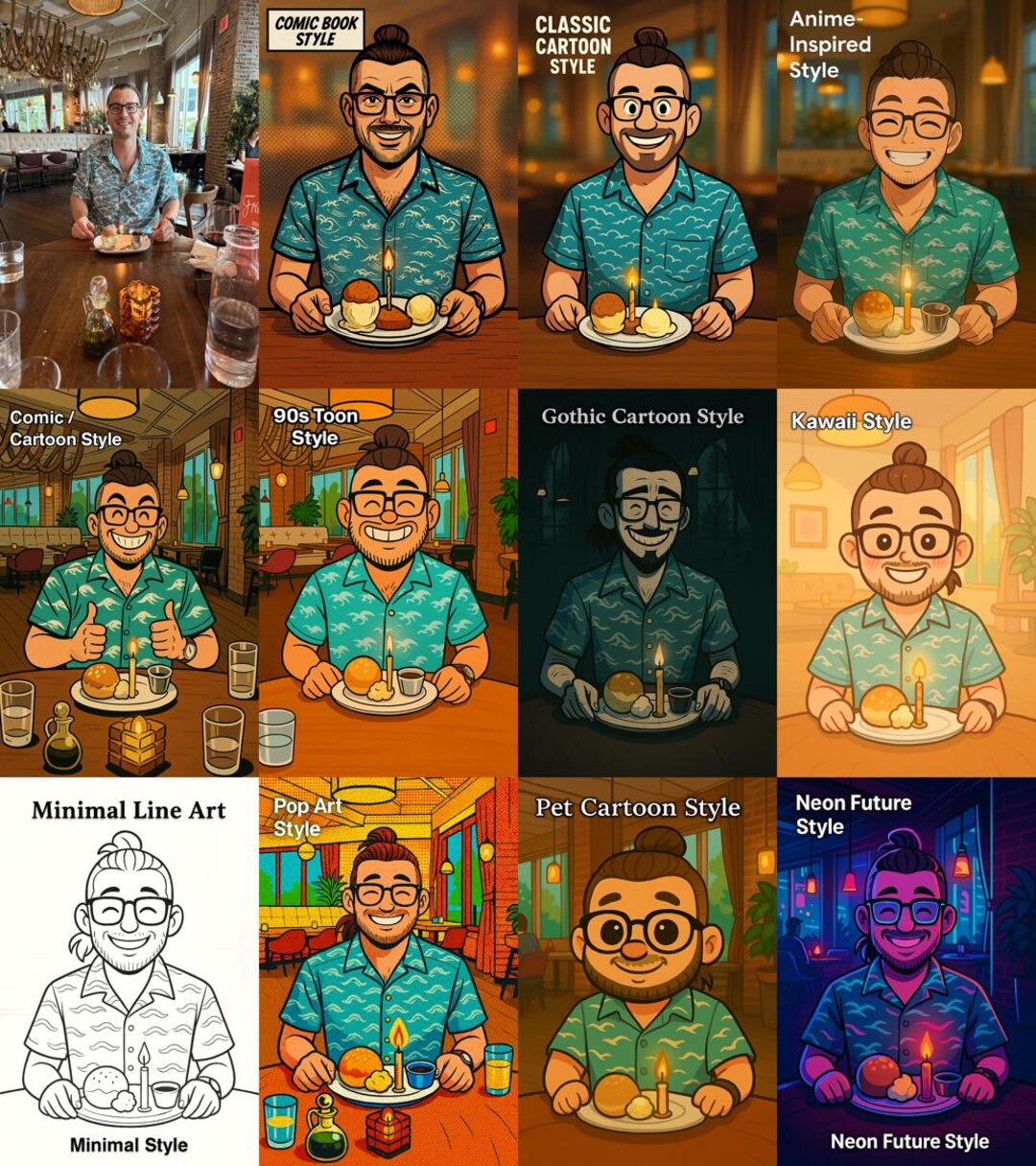 Custom Cartoon Portrait From Photo – 11 Style Options | Digital Cartoon ...