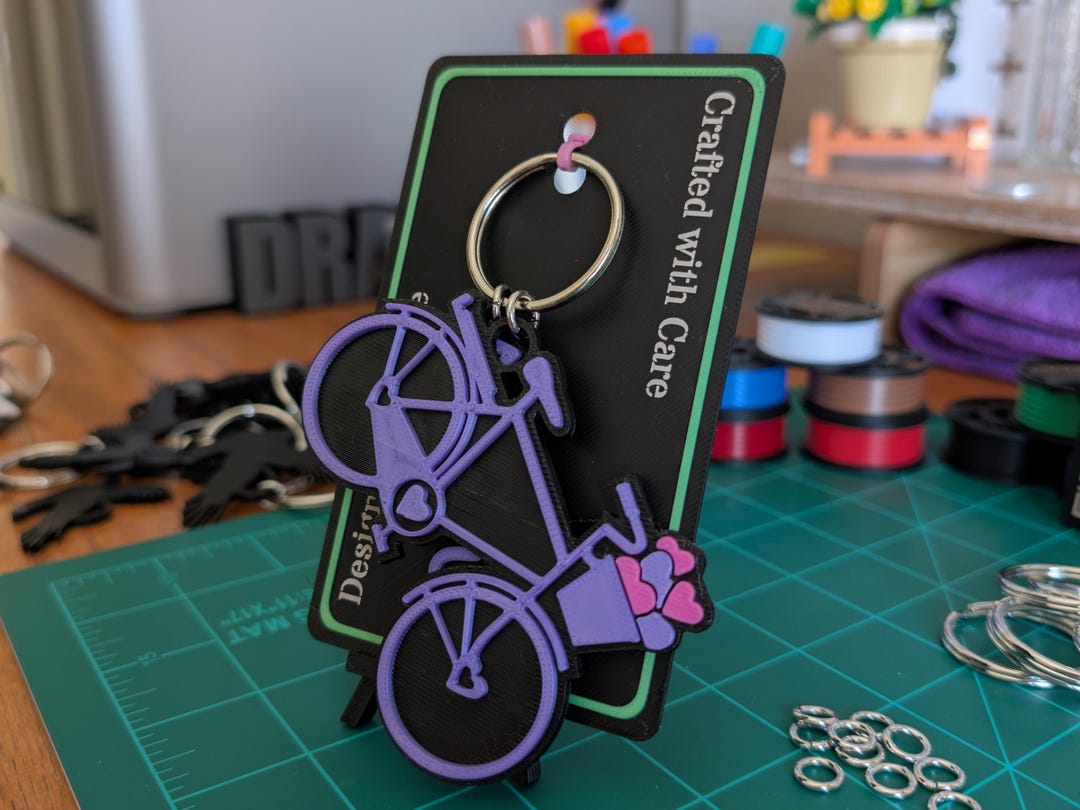 Custom Bicycle Keychain: 3D Printed Bike With Heart Basket - Etsy