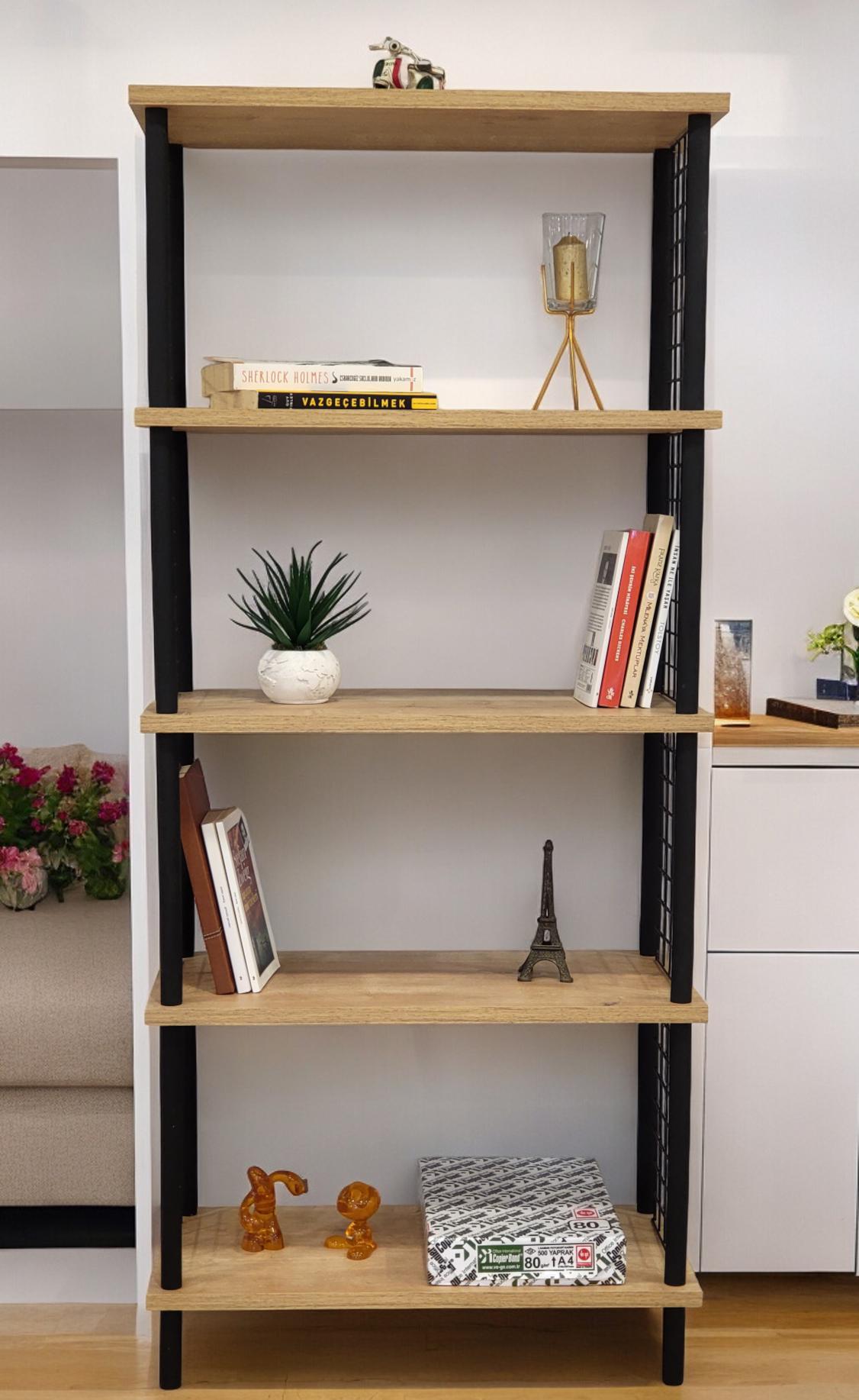 5-tier Modern Bookcase Wide Decorative Bookshelf for Office & Home ...